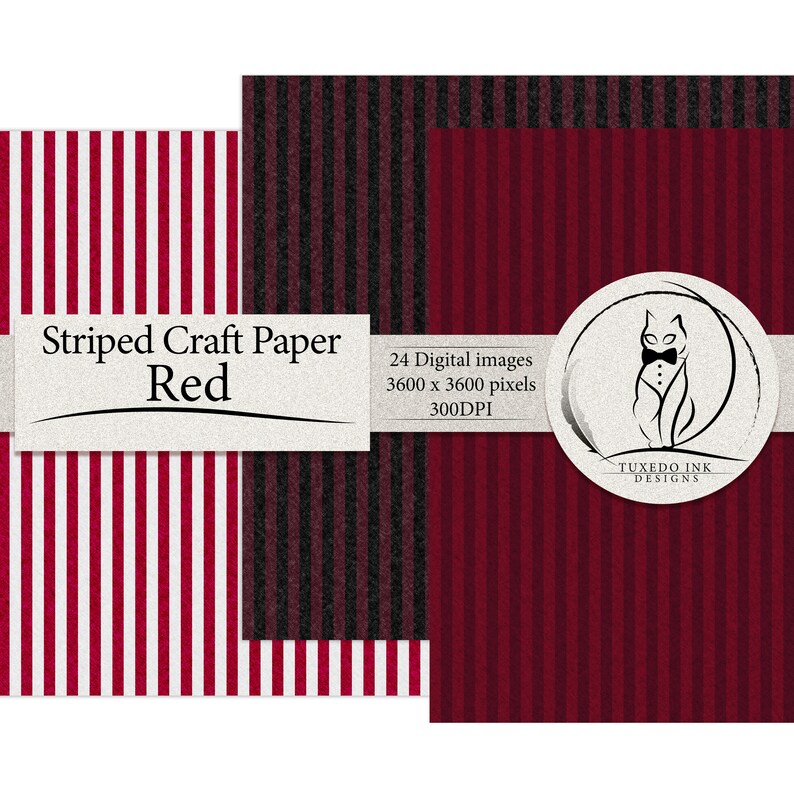 Seamless Red Striped Craft Paper Digital Paper - Etsy