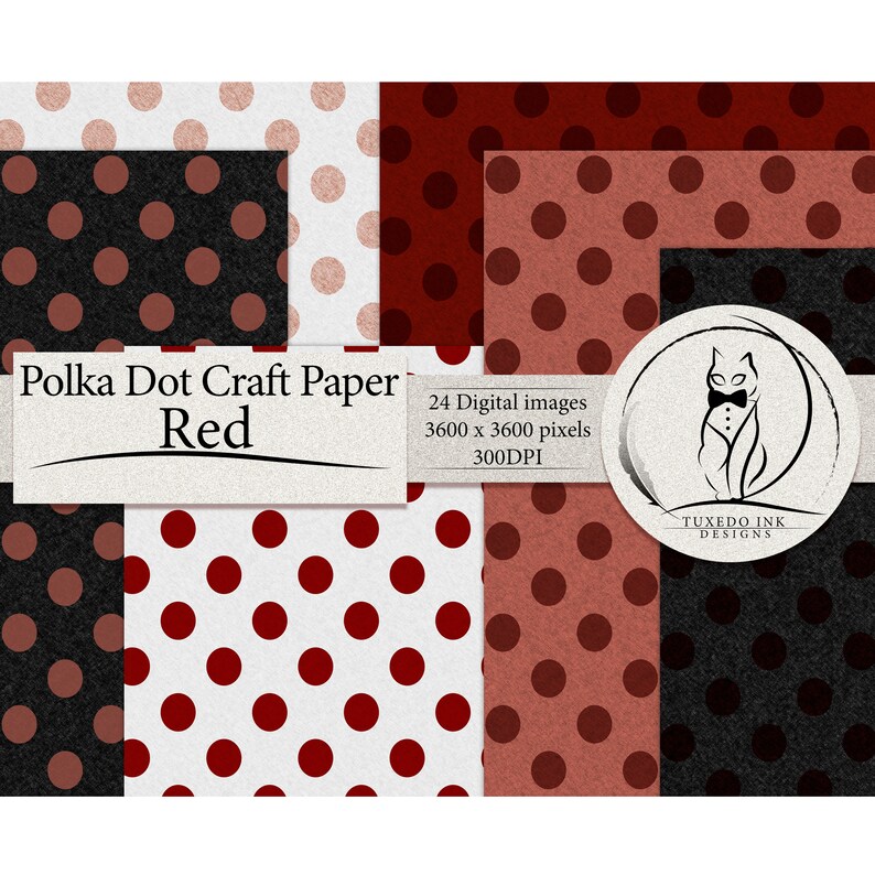 Seamless Red Polka Dot Craft Paper Digital Paper - Etsy