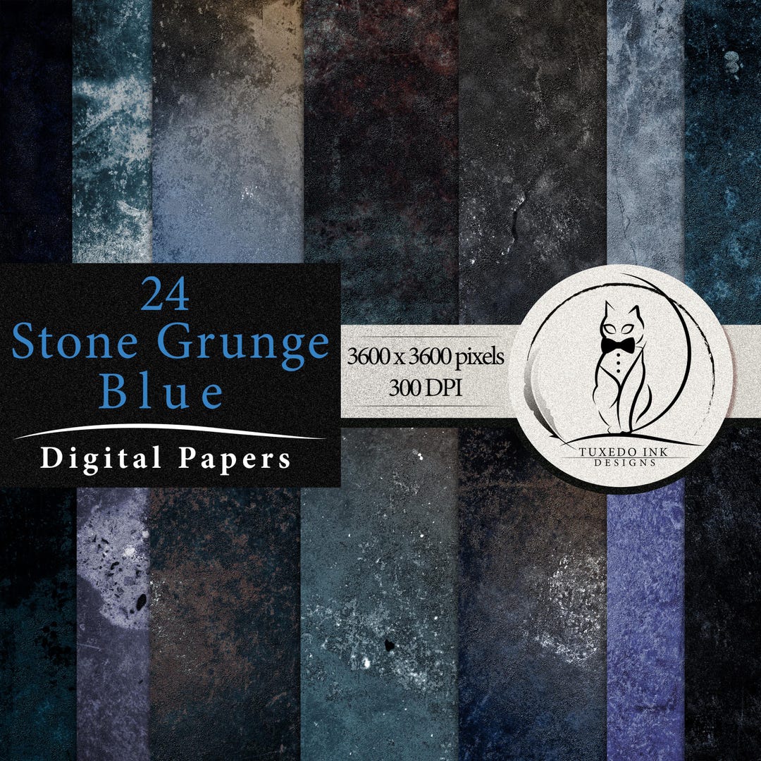 Stone Grunge Blue Digital Paper - Etsy