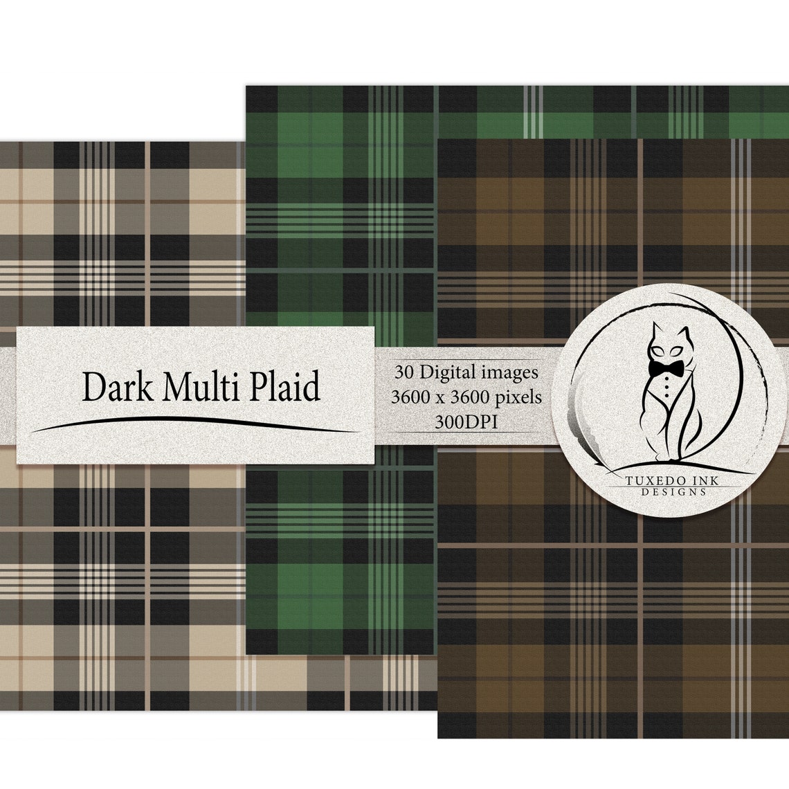 Seamless Multi-pack/multi-coloured (dark) Plaid With Texture Digital ...