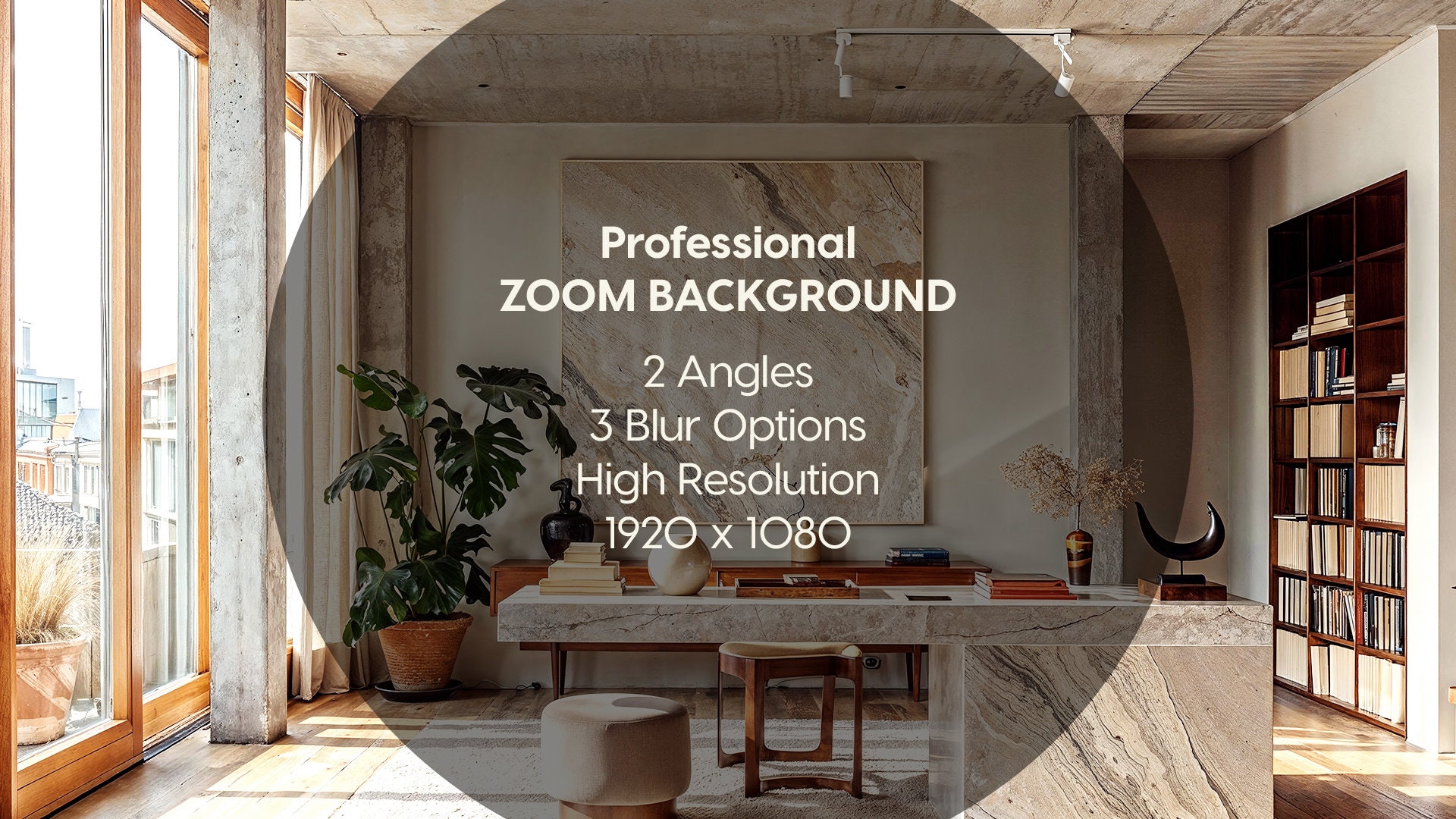 Contemporary Modern Home Office Professional Zoom Background - Natural ...