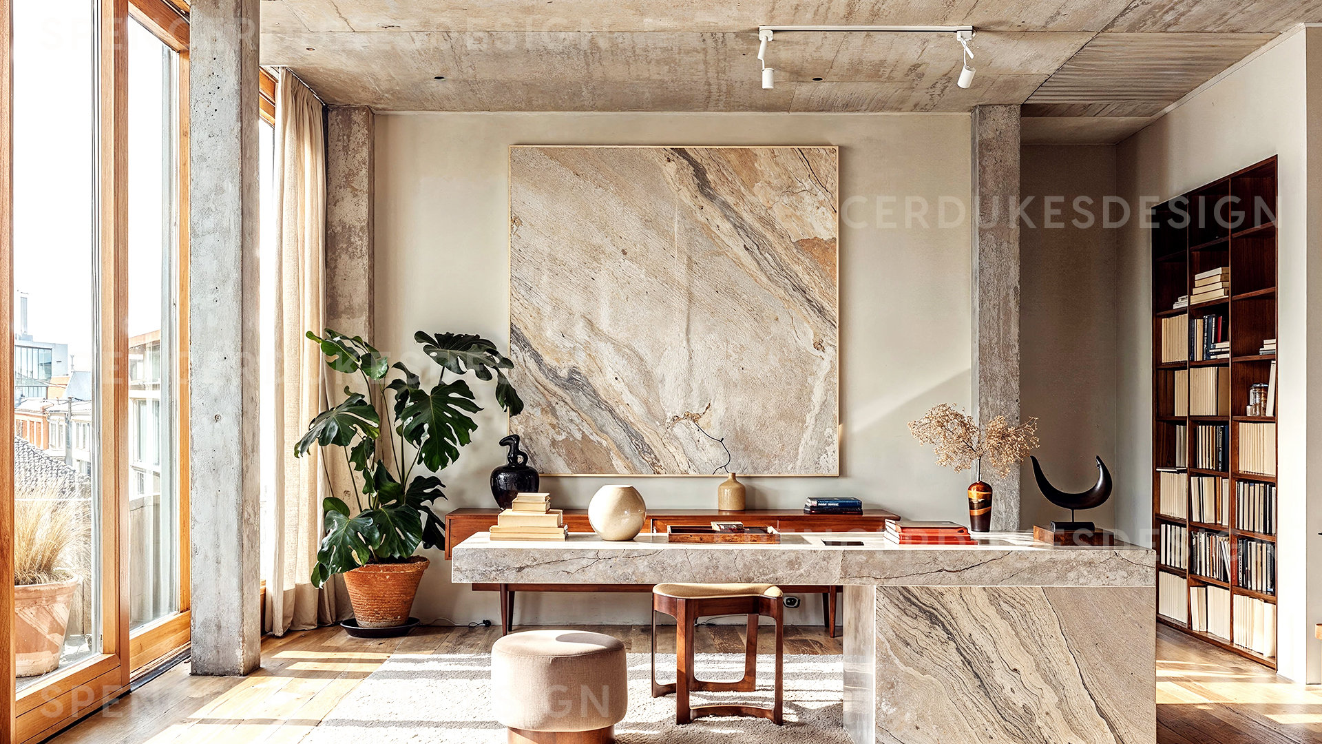 Contemporary Modern Home Office Professional Zoom Background - Natural ...