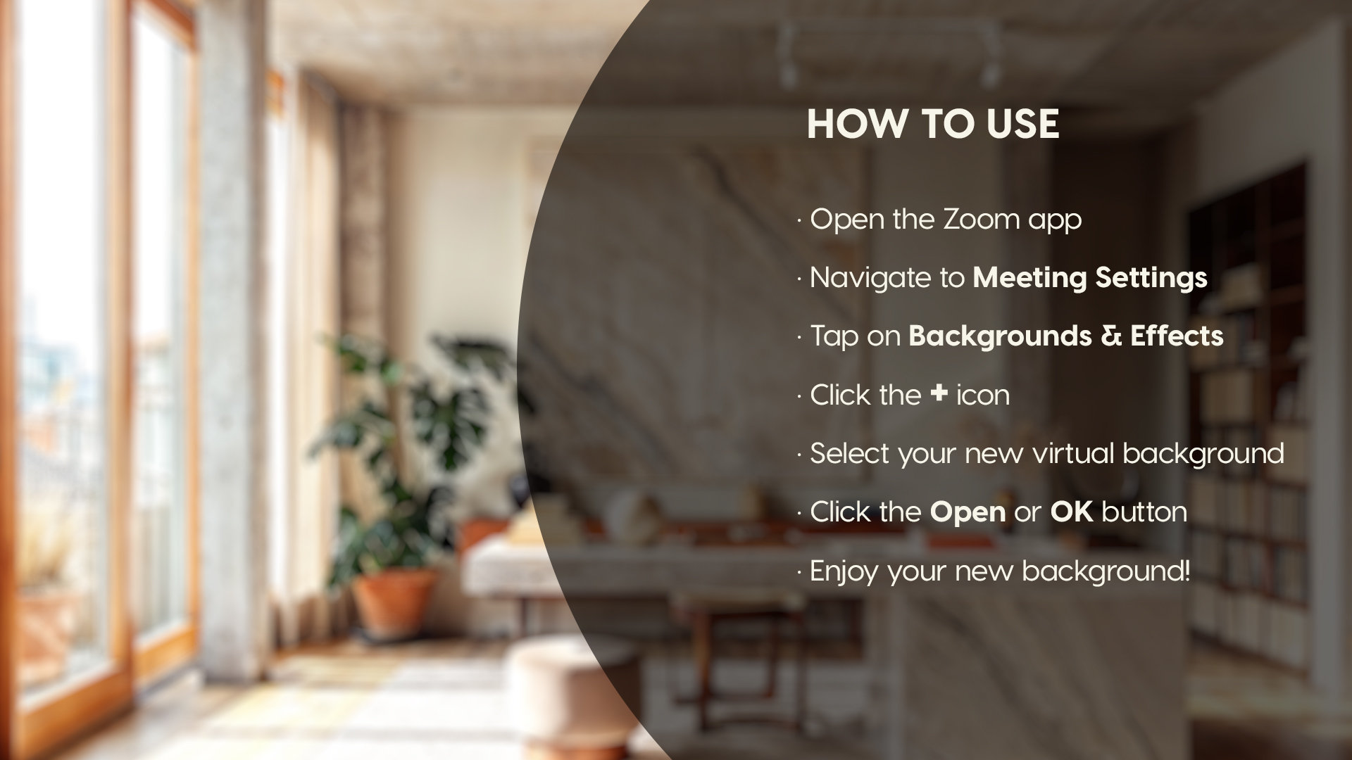 Contemporary Modern Home Office Professional Zoom Background - Natural ...