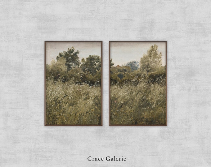Two Piece Landscape Print SET | Split Panel PRINTABLE | Vintage Digital ...