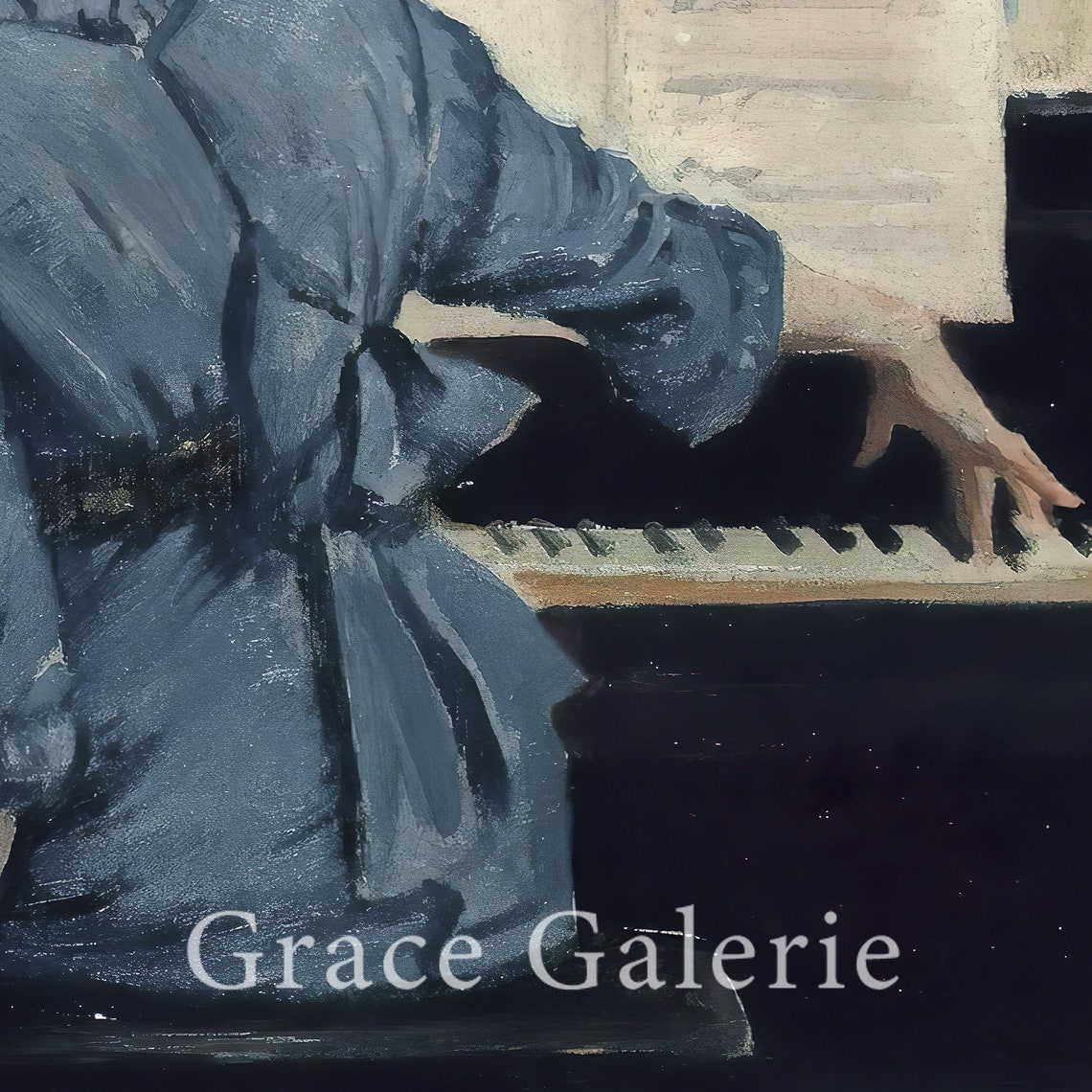 The Key Note | Vintage Painting | Antique Wall Deco | Piano Art Print ...