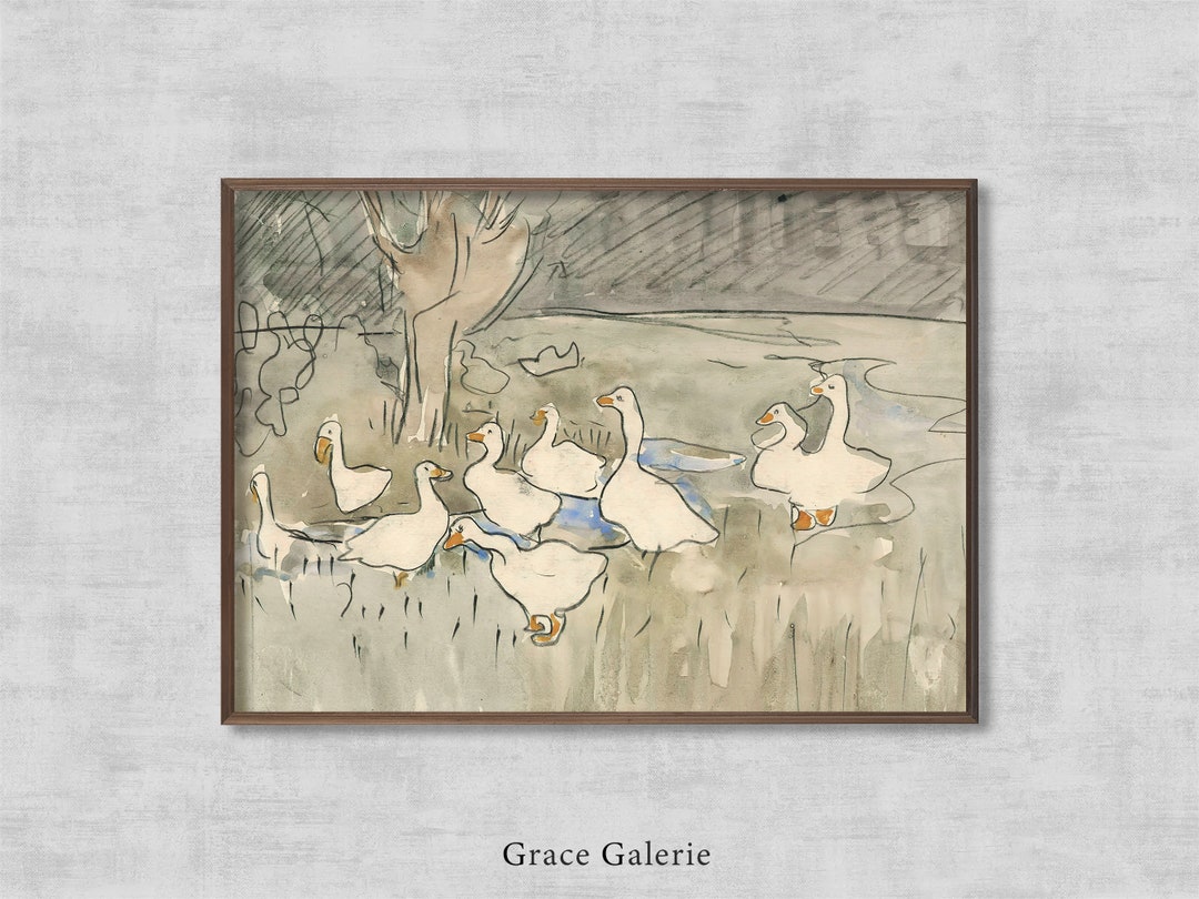 Ducks | Vintage Painting | Antique Wall Deco | Vintage Watercolor ...