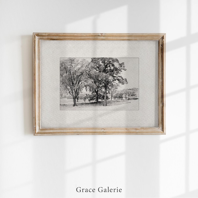 Vintage Gallery Wall Print Set | Set of 4 | Vintage Landscape Sketch ...