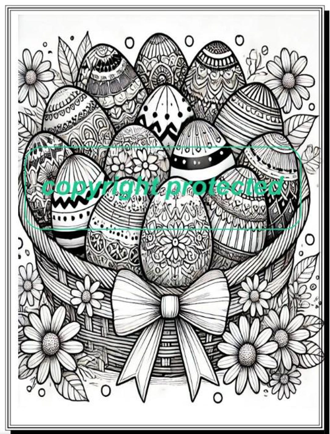 Easter Coloring Page Basket of Eggs - Etsy