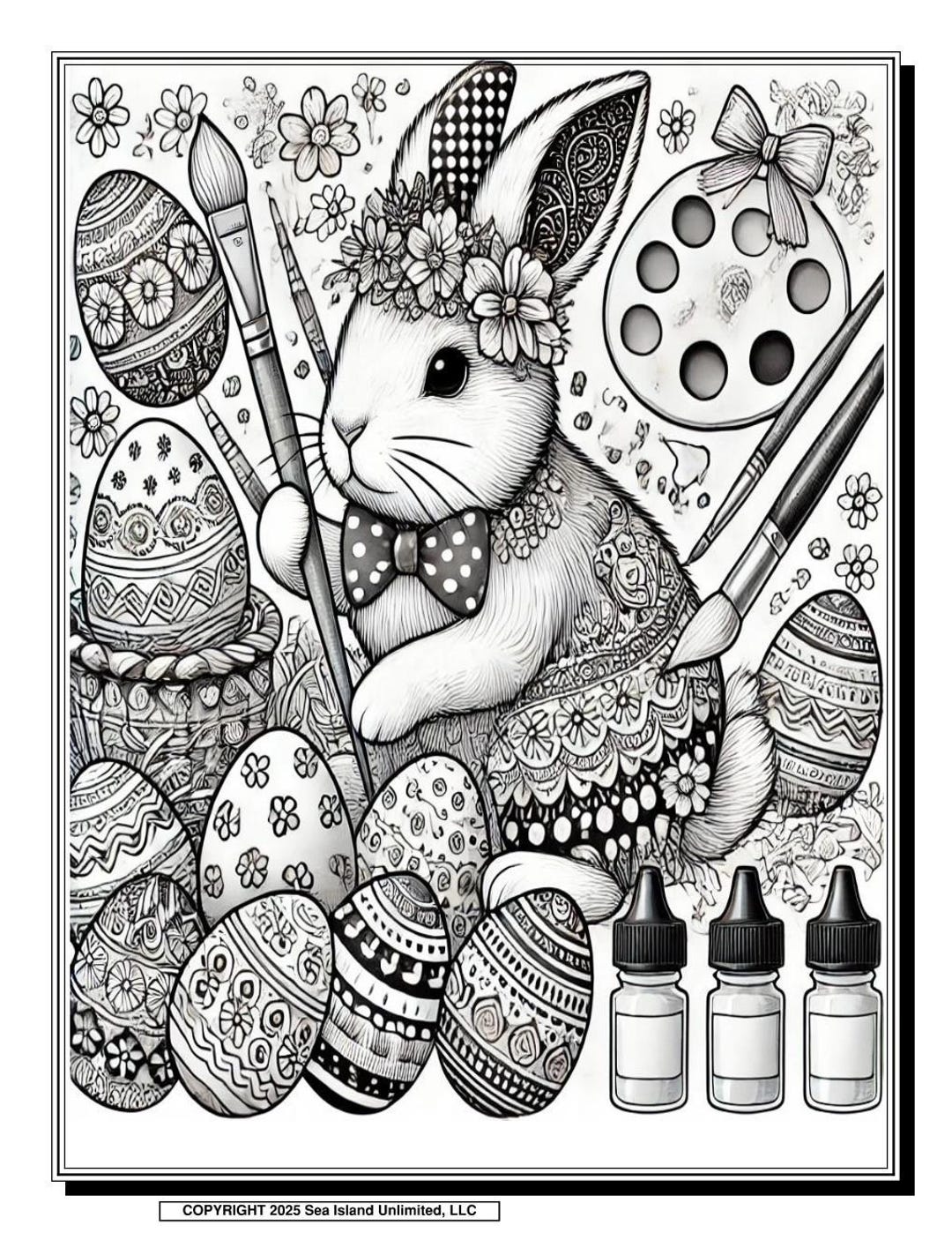 Easter Coloring Page Bunny Artist - Etsy