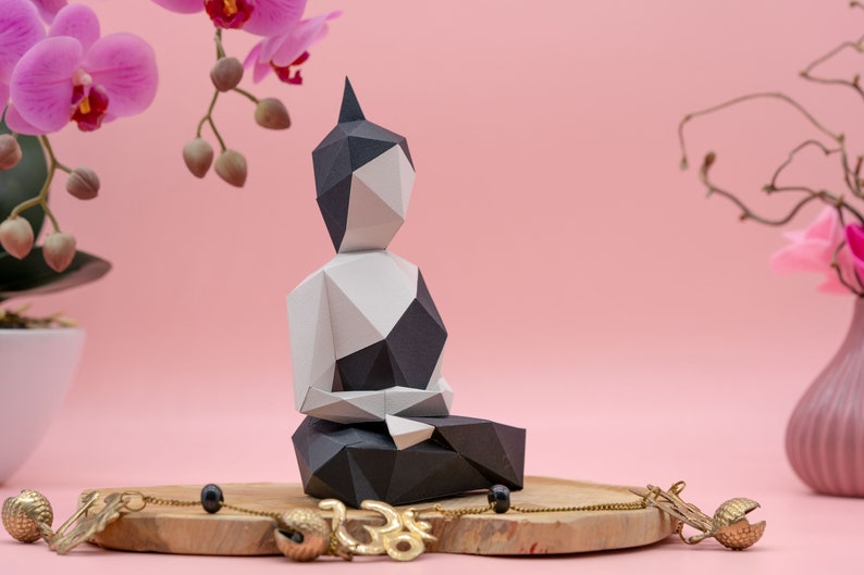 Modern Buddha 3D Papercraft - SVG, DXF, PDF - for Cricut, Silhouette ...