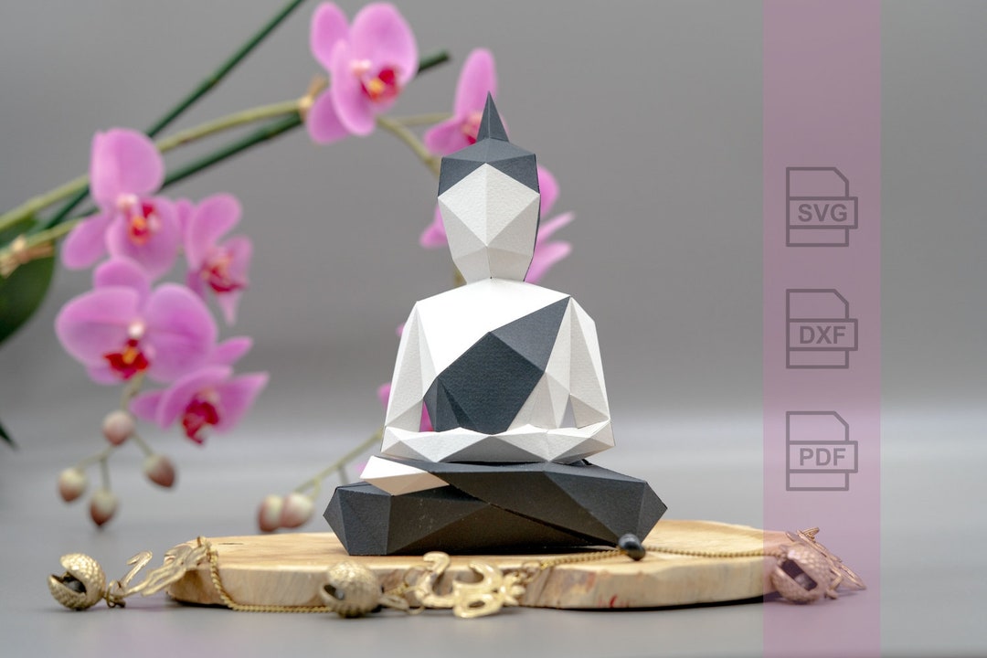 Modern Buddha 3D Papercraft SVG DXF PDF for Cricut - Etsy