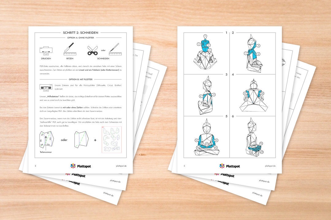 Modern Buddha 3D Papercraft SVG, DXF, PDF for Cricut, Silhouette and ...