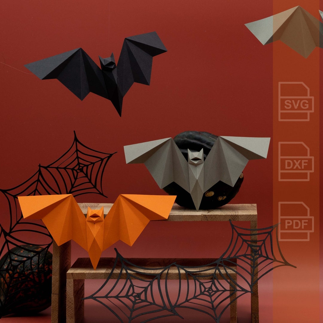 Bat SVG 3D Halloween Papercraft Low Poly - Cricut, Silhouette, Brother ...
