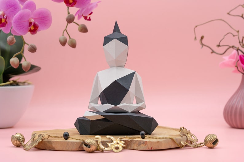 Modern Buddha 3D Papercraft - SVG, DXF, PDF - for Cricut, Silhouette ...