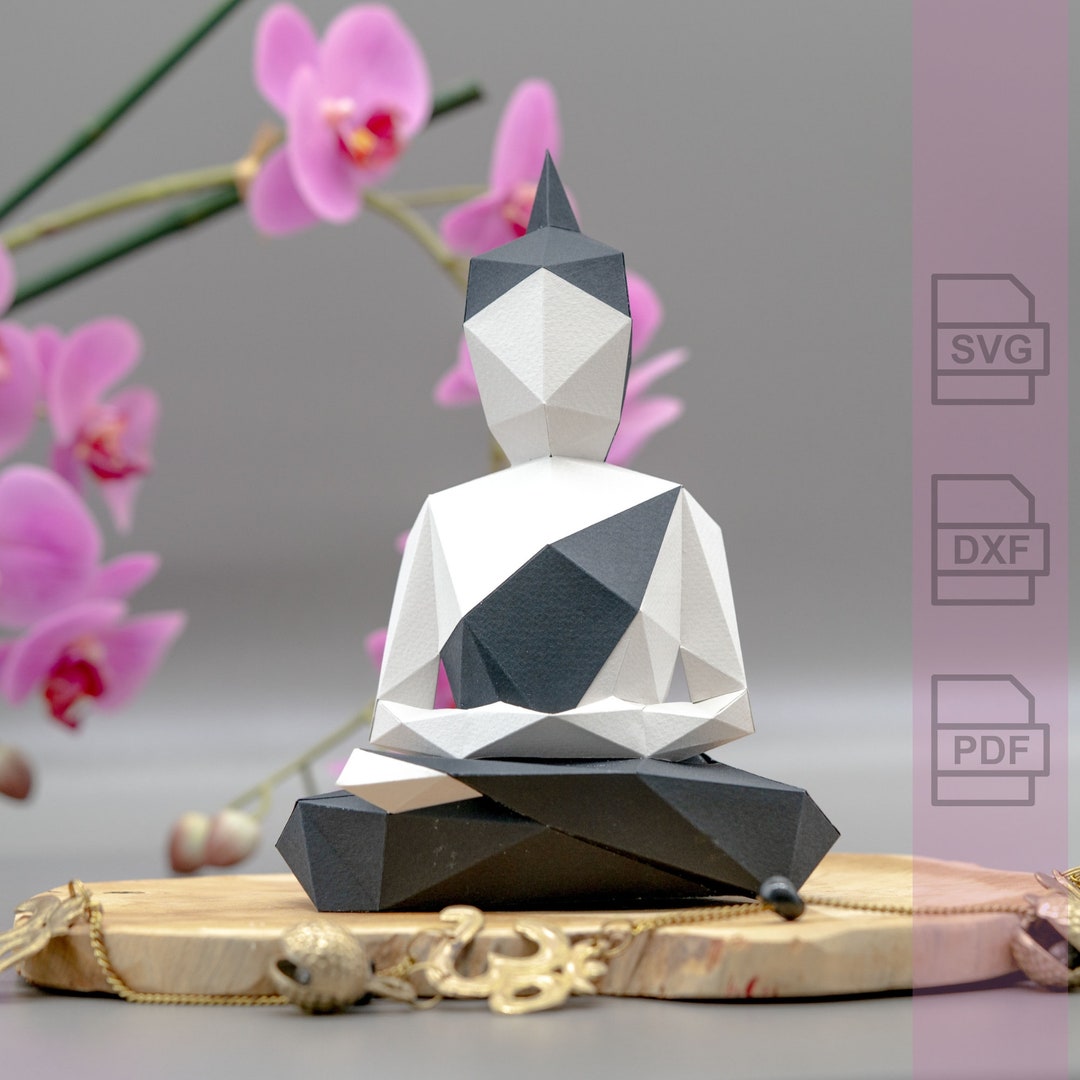 Modern Buddha 3D Papercraft - SVG, DXF, PDF - for Cricut, Silhouette ...
