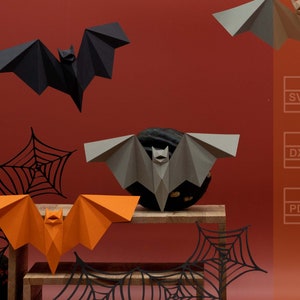 Bat SVG 3D Halloween Papercraft Low Poly Cricut Silhouette - Etsy