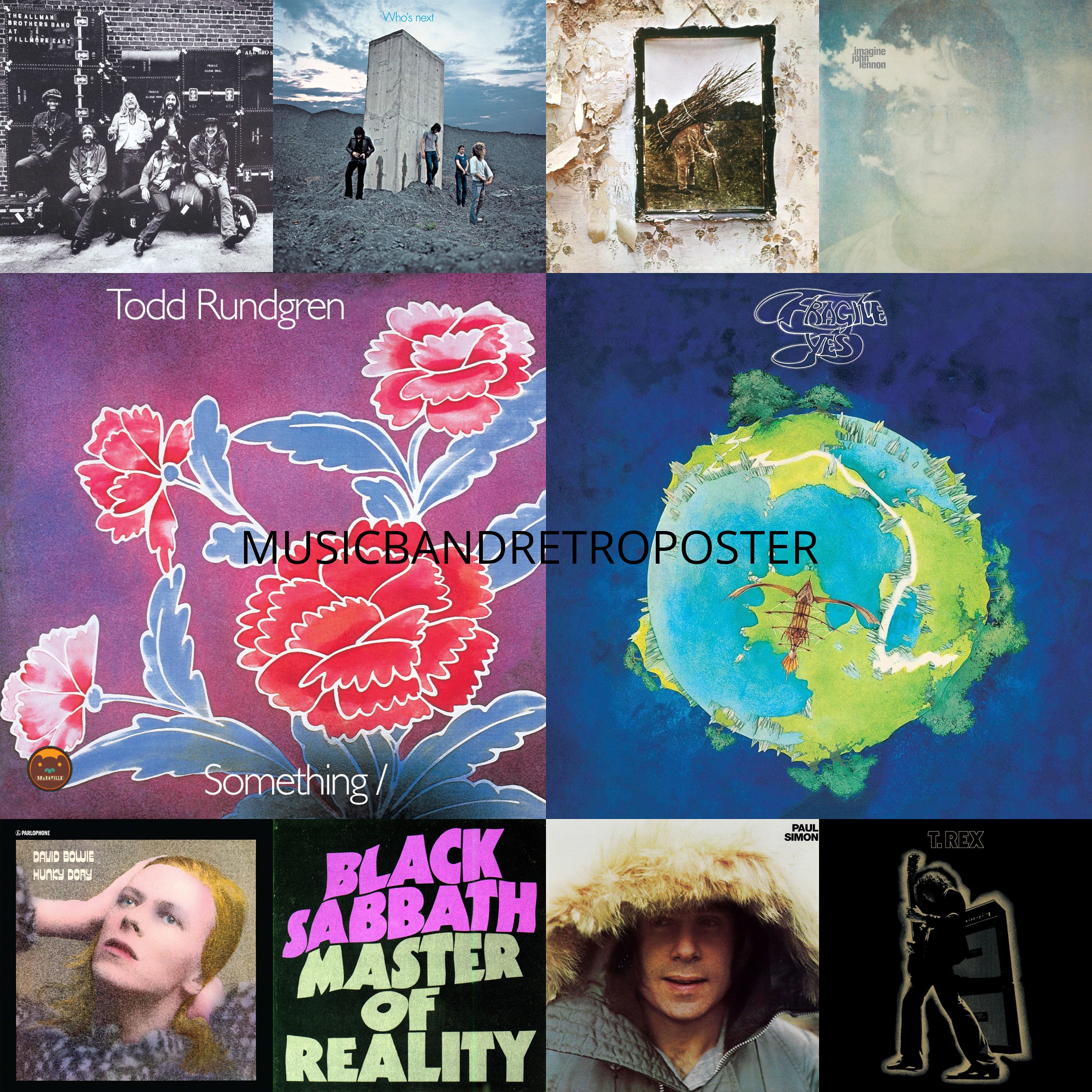 101PCS BEST ALBUM Covers of the 70s / Vinyl Size / Classic Rock Posters ...