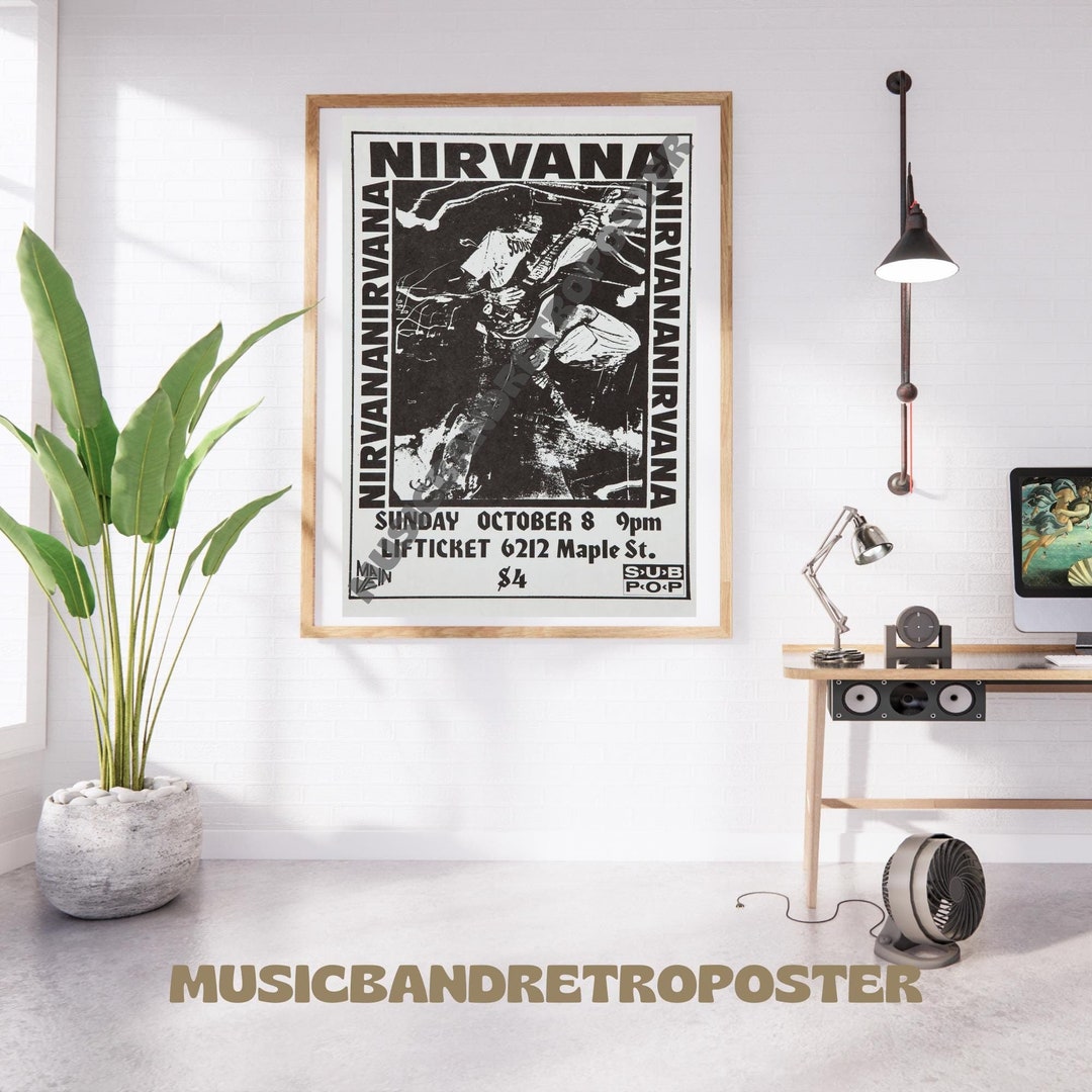 Nirvana Concert Poster Vintage Wall Art Music Memorabilia Retro Wall ...