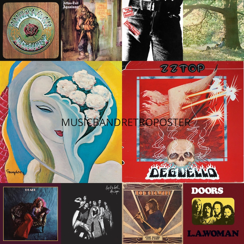 Best 70s Music Album Covers Collage Retro Wall Art Home Decor Classic ...