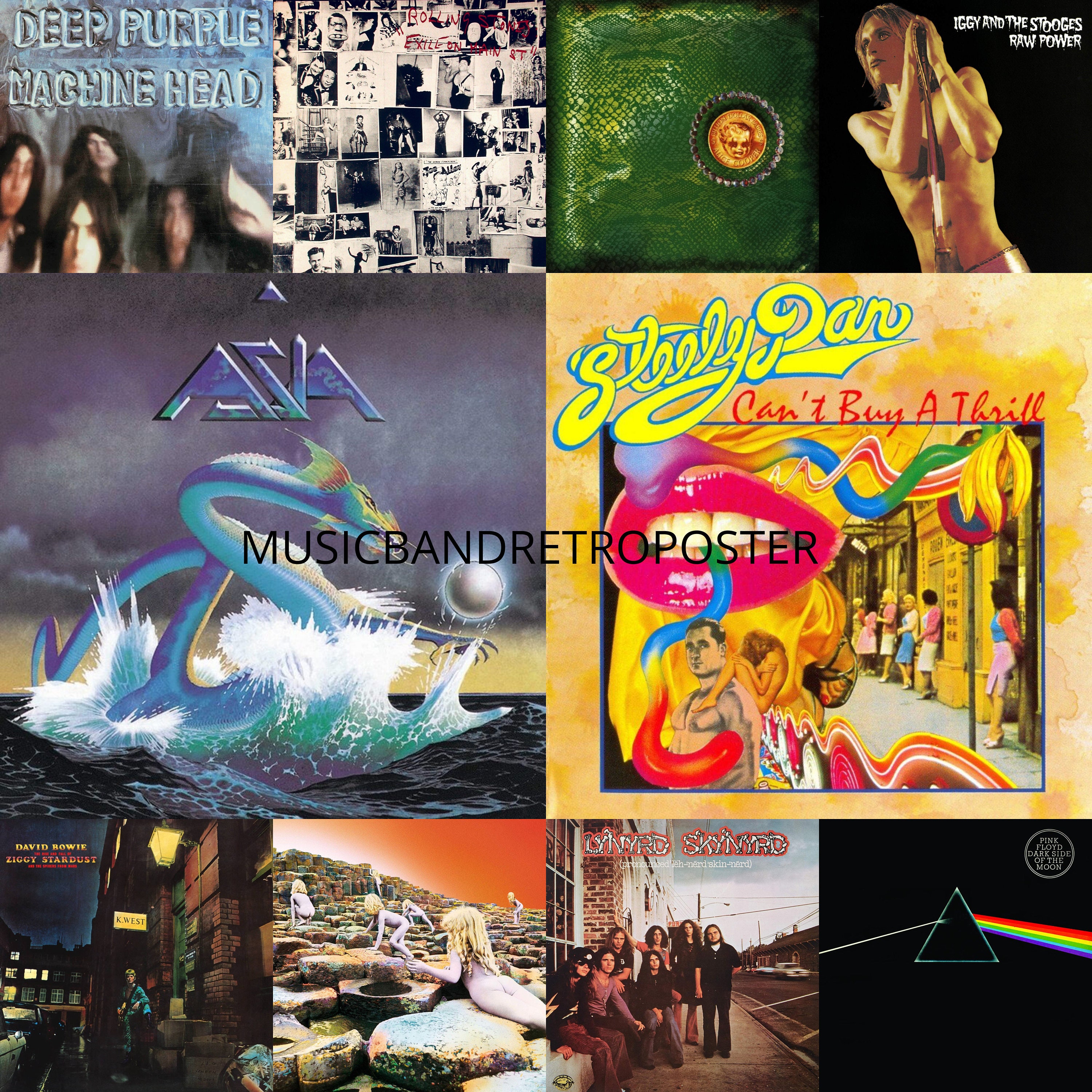 101PCS BEST ALBUM Covers of the 70s / Vinyl Size / Classic Rock Posters ...