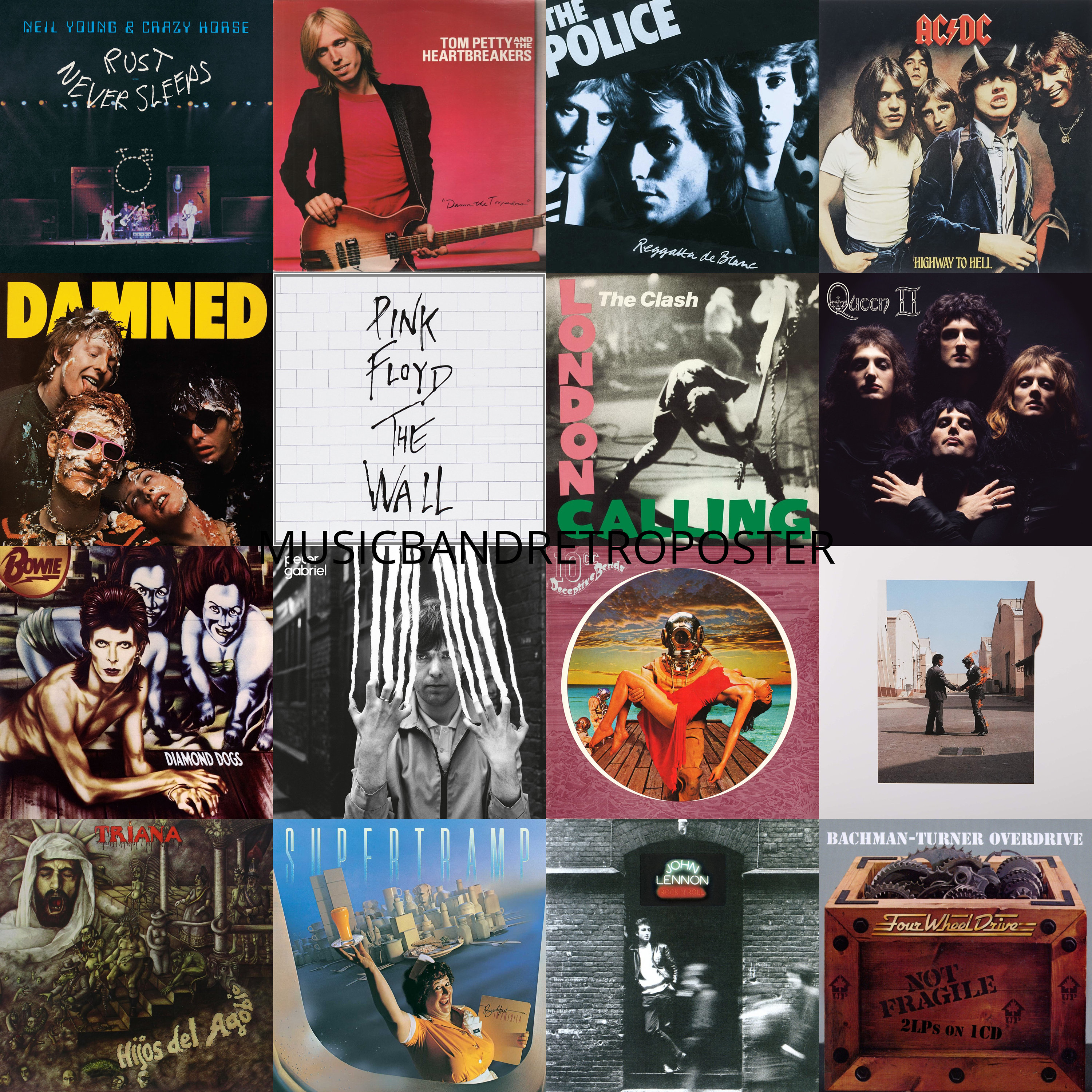 101PCS BEST ALBUM Covers of the 70s / Vinyl Size / Classic Rock Posters ...