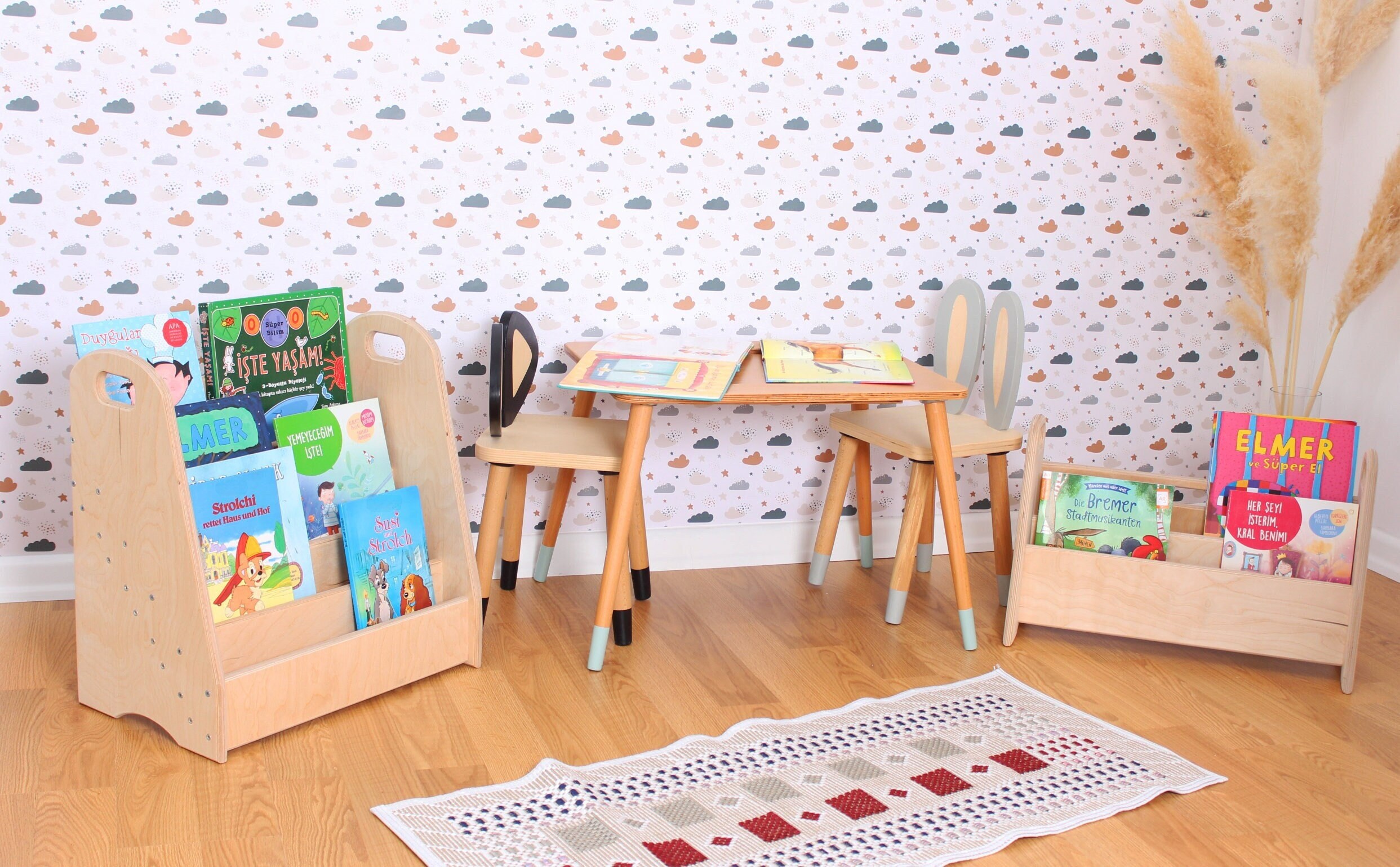 Montessori Bookshelf Wooden Kids Bookcase Gift for Toddler Library ...