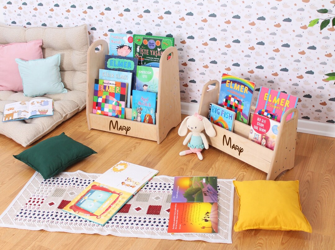 Montessori Bookshelf Wooden Kids Bookcase Gift for Toddler Library ...