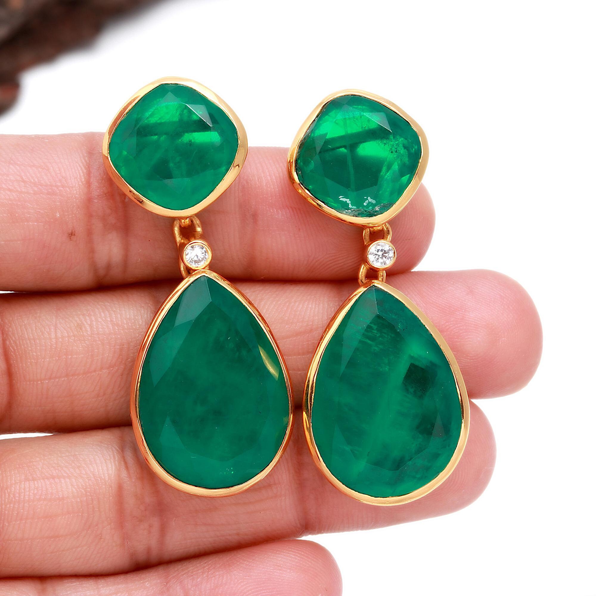 Inspired by Angelina Jolie Vibrant Green Simulated Emerald Earrings ...