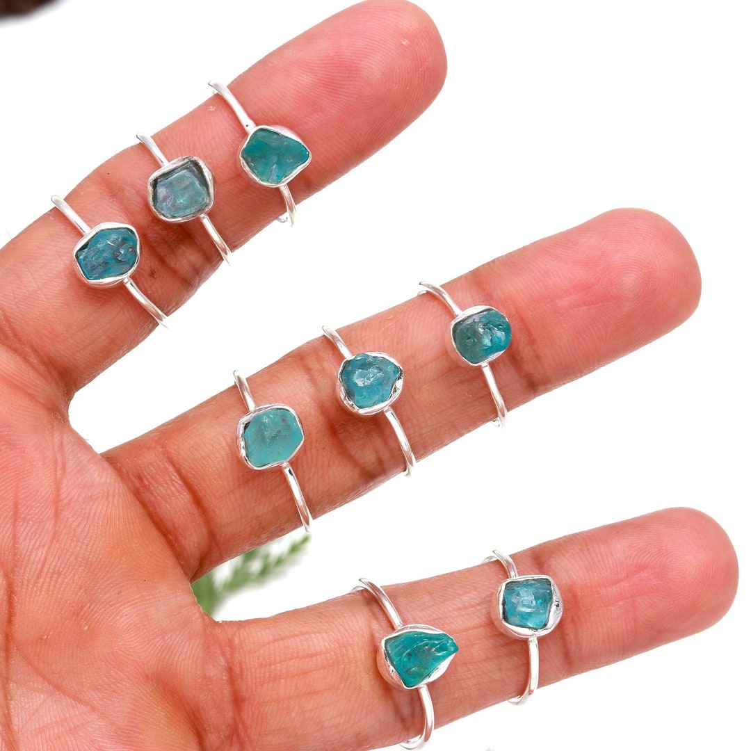 Natural Raw Aquamarine Ring Uncut Stone Ring Dainty - Etsy