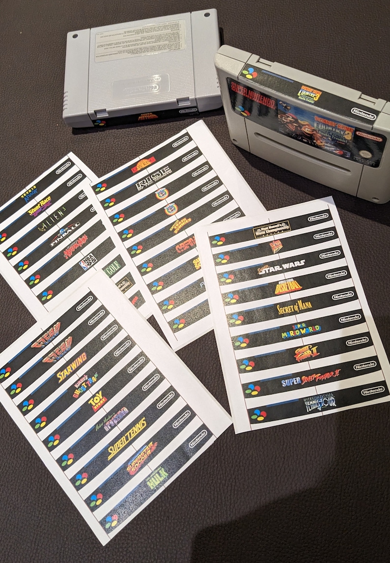 Super Nintendo / SNES / Super Famicom Cartridge Top Label, End Label ...