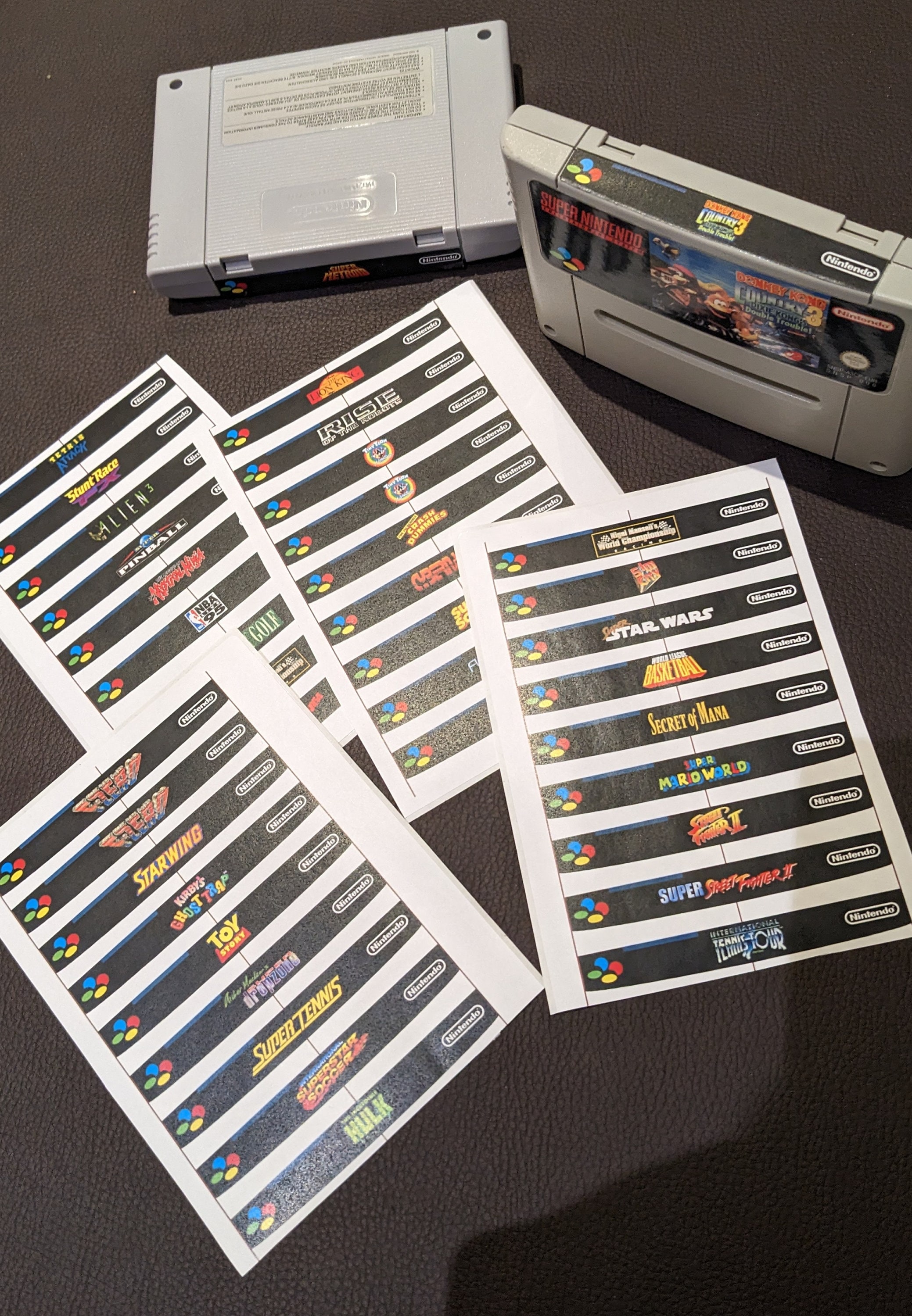 Super Nintendo / SNES / Super Famicom - Cartridge Top Label, End Label ...