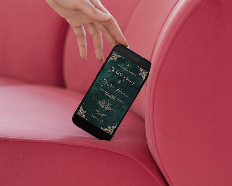 Digital Emerald Wedding Invitations, Emerald Evite, Electronic Wedding ...