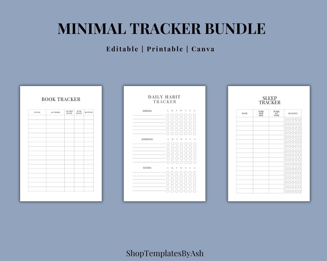 Minimal Tracker Bundle Book Tracker Template Sleep Schedule - Etsy