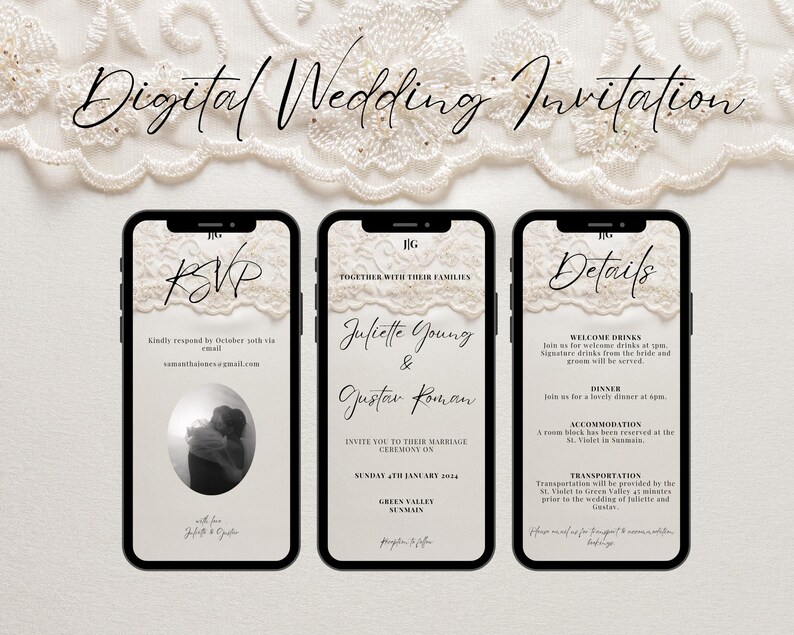 Editable White Wedding Invitation Template: Minimalist Digital Invite ...