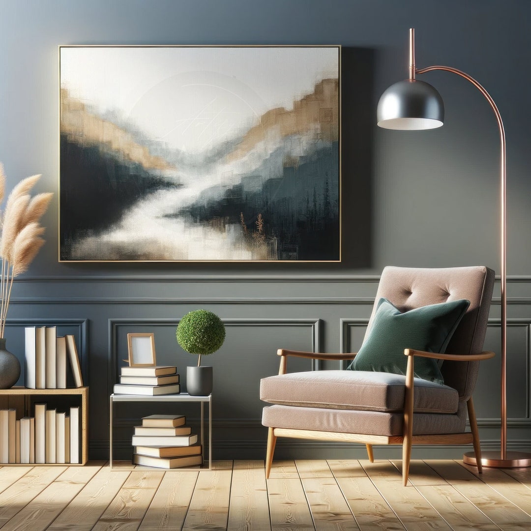 Abstract Mountain Landscape Oil Painting Canvas Print Modern Wall Art ...