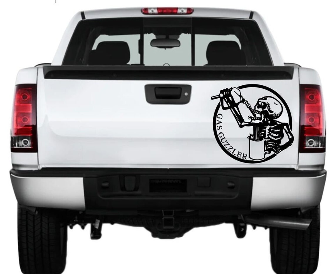 Discount Offer Gas Guzzler Skeleton Drinking Gasoline Bones Car Window ...