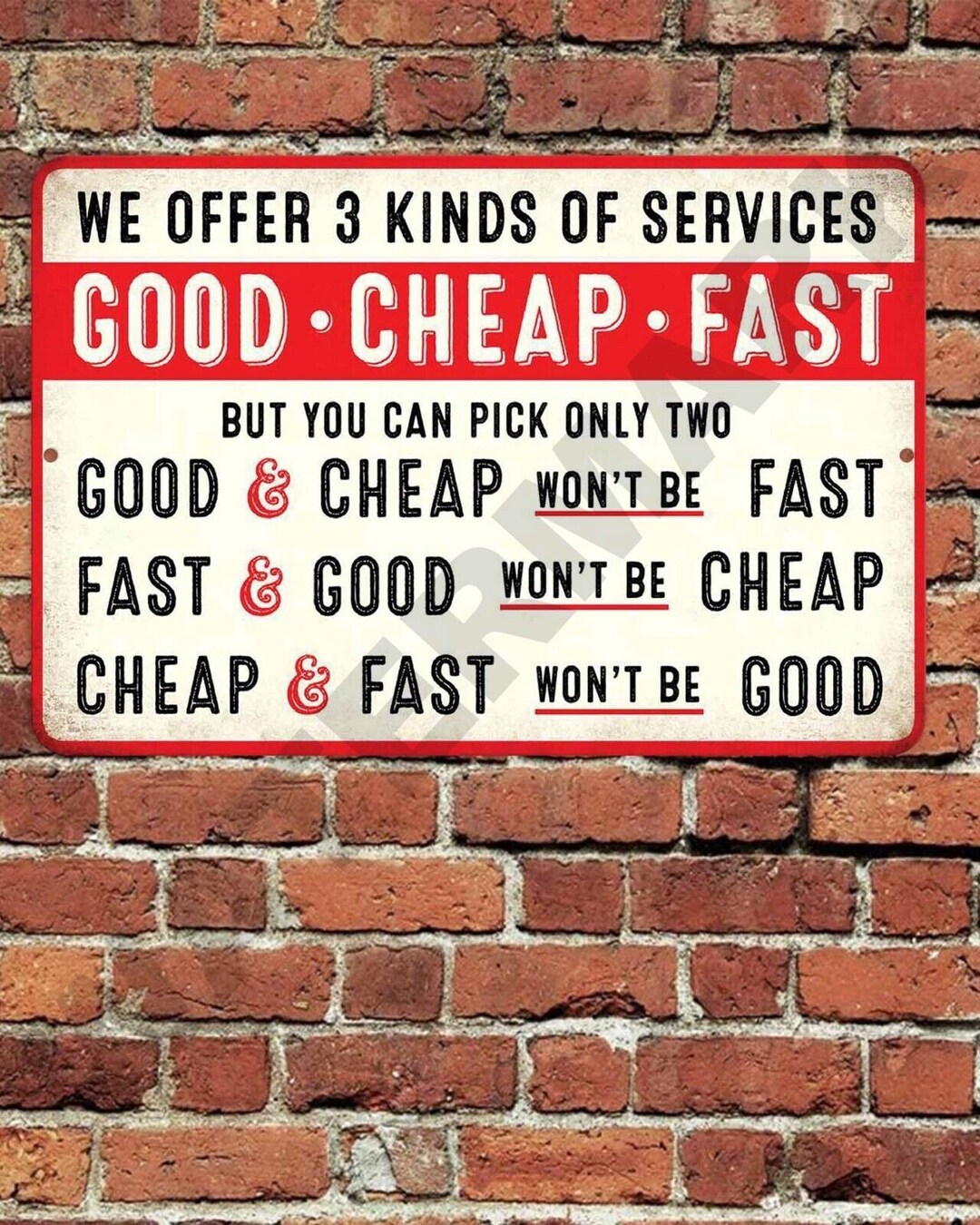 Tin Sign, Good Cheap Fast Service Sign Aluminum Metal 8x12 Rustic Funny ...