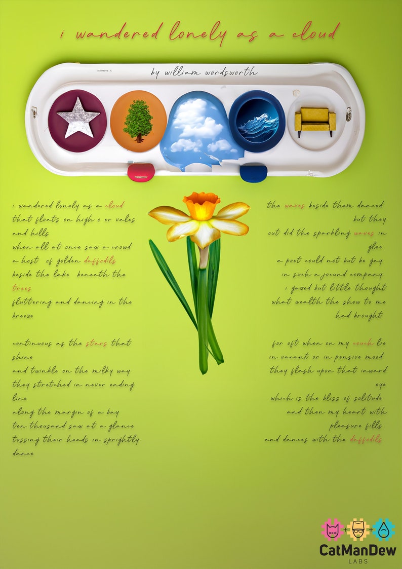 I Wandered Lonely as a Cloud | William Wordsworth (poem, Wall Art ...