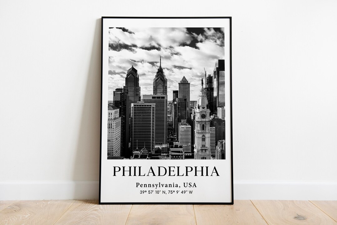 Philadelphia Poster, Philadelphia Skyline, Pennsylvania Poster, Black ...
