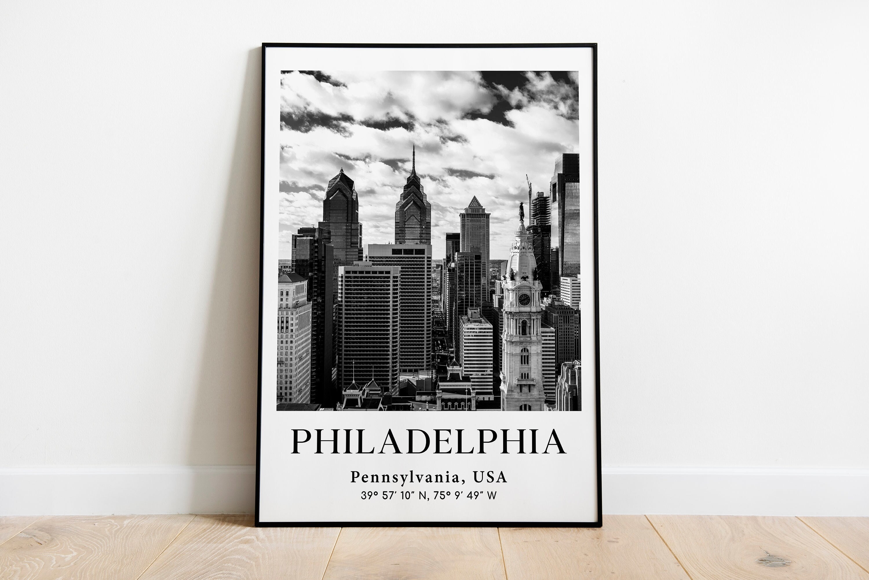 Philadelphia Poster, Philadelphia Skyline, Pennsylvania Poster, Black ...