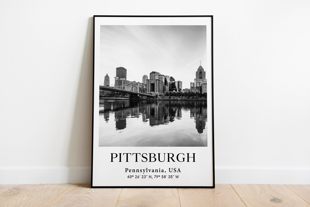 Pittsburgh Poster, Pittsburgh Skyline, Pennsylvania Poster, Black and ...