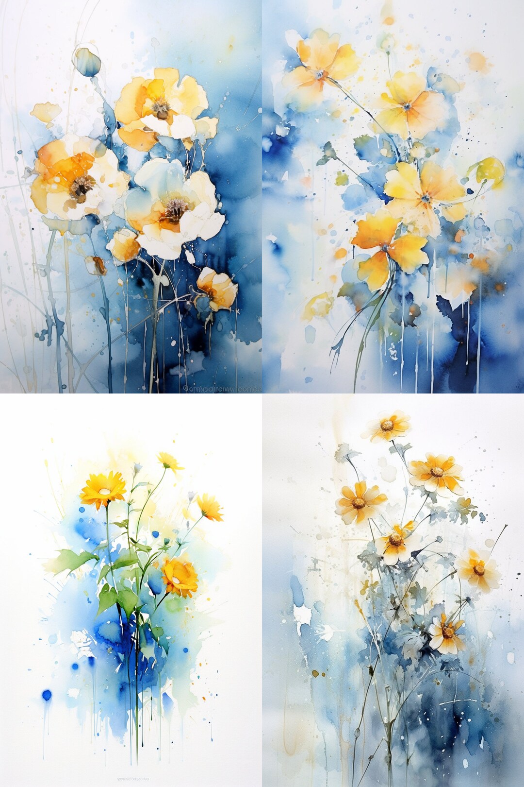 Downloadable Blue Flower Digital AI Art for Printing - Etsy