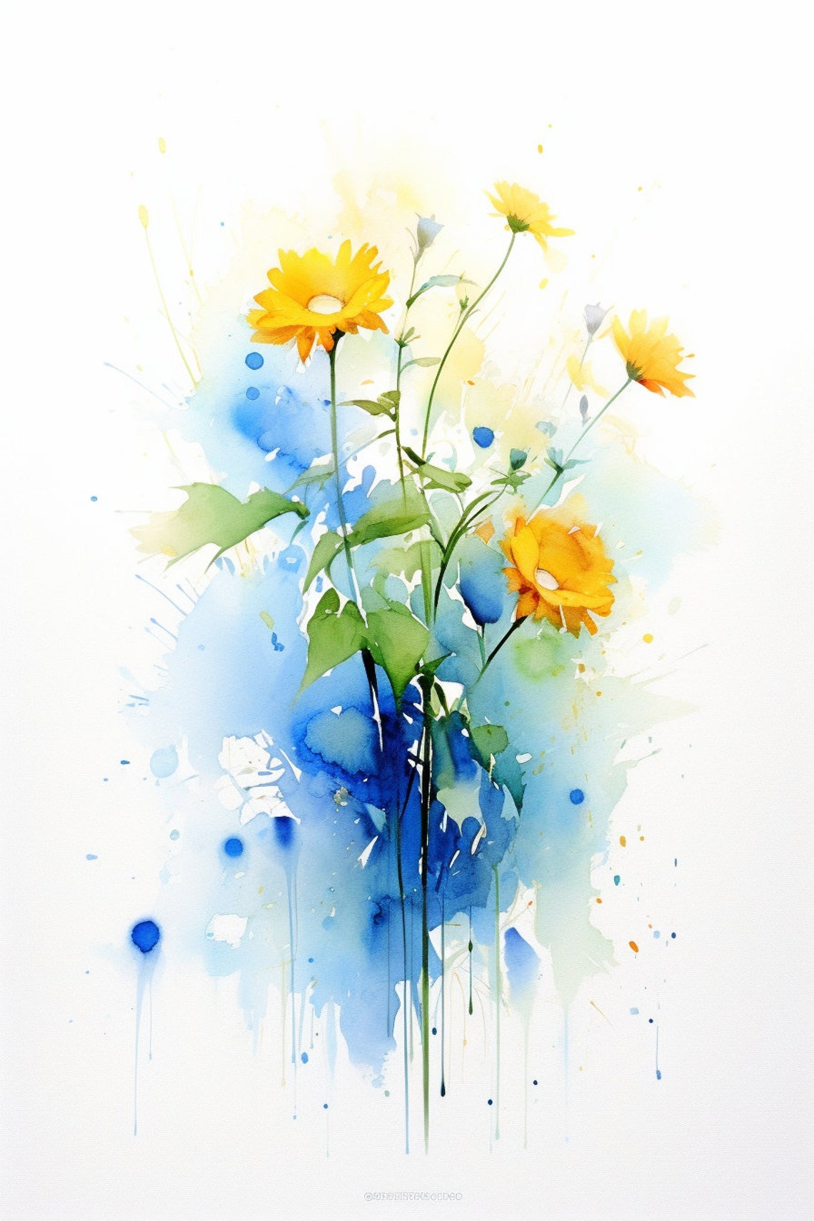 Downloadable Blue Flower Digital AI Art for Printing - Etsy