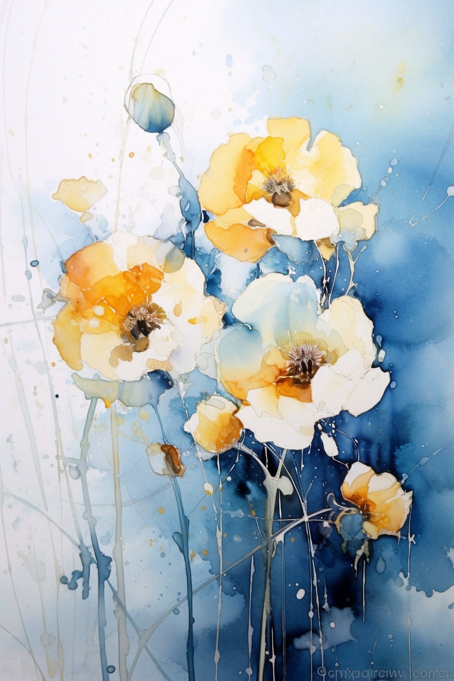 Downloadable Blue Flower Digital AI Art for Printing - Etsy