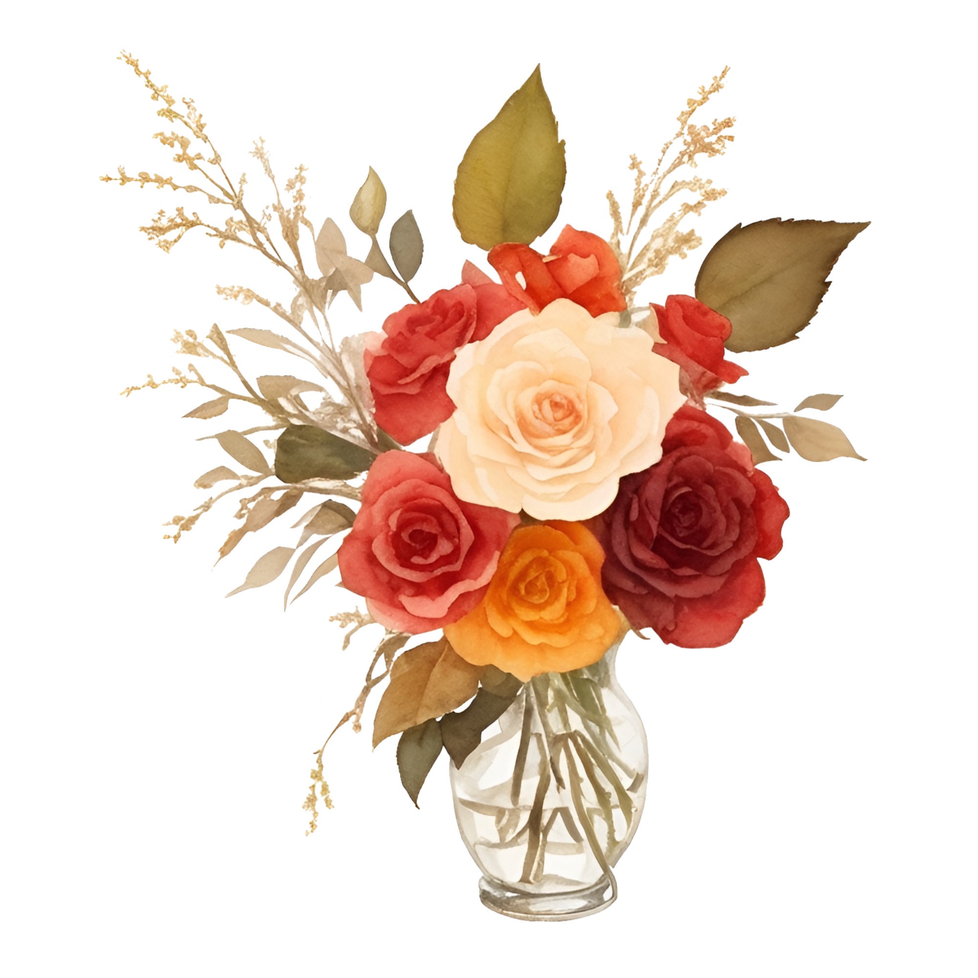 Rose Clipart, Flower Clipart, Floral Clipart, Red Rose Clipart ,amber ...