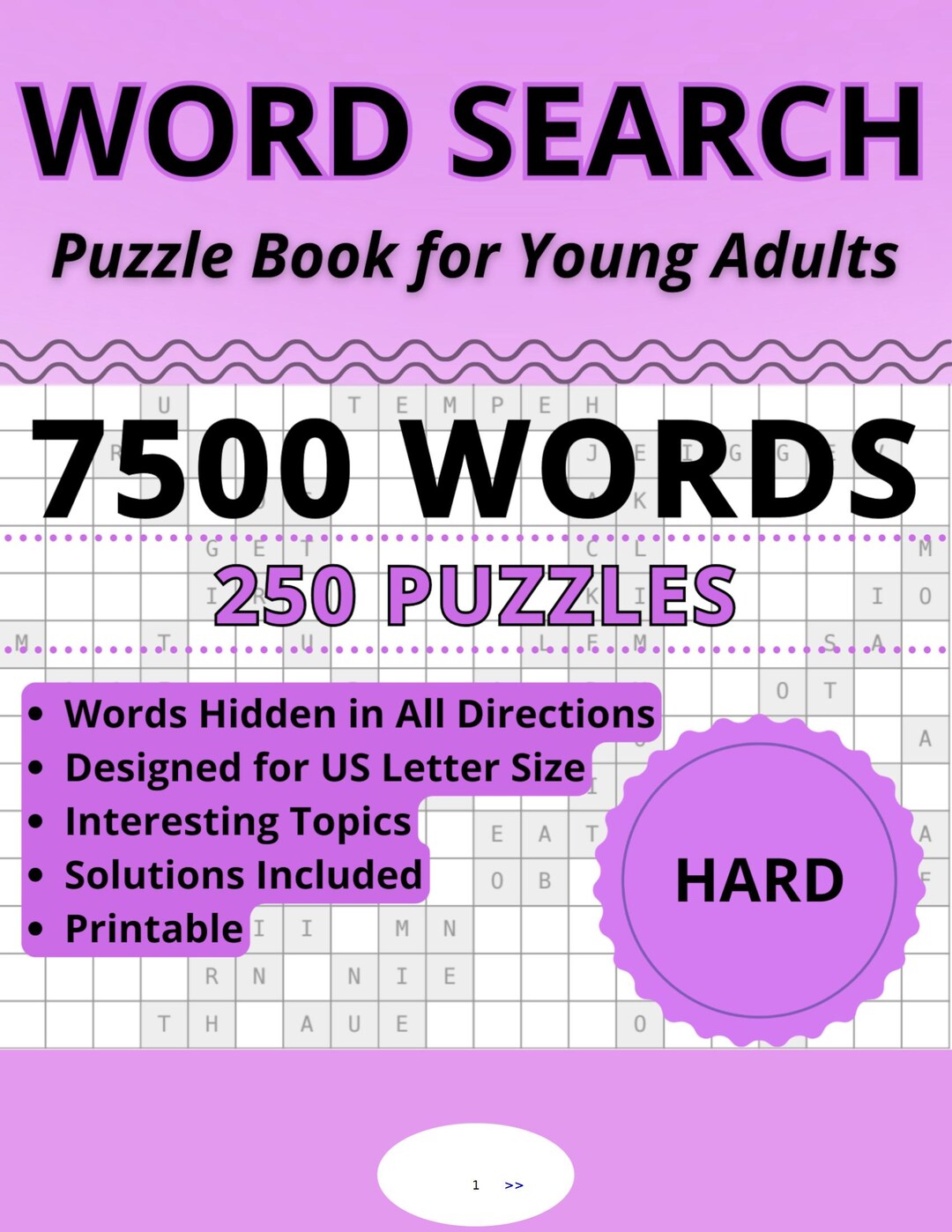 Large Print Hard Word Search Puzzle Book for Adults: 250 Fun Puzzles ...