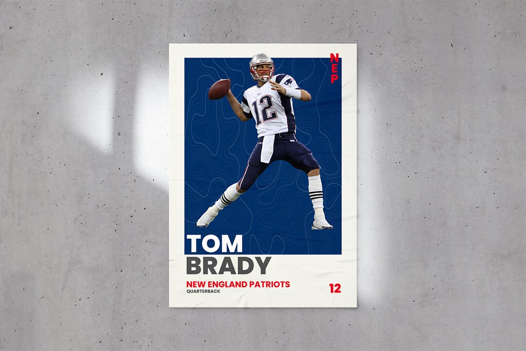 Tom Brady Poster, New England Patriots Print, NFL Fans, Minimalist, Mid ...