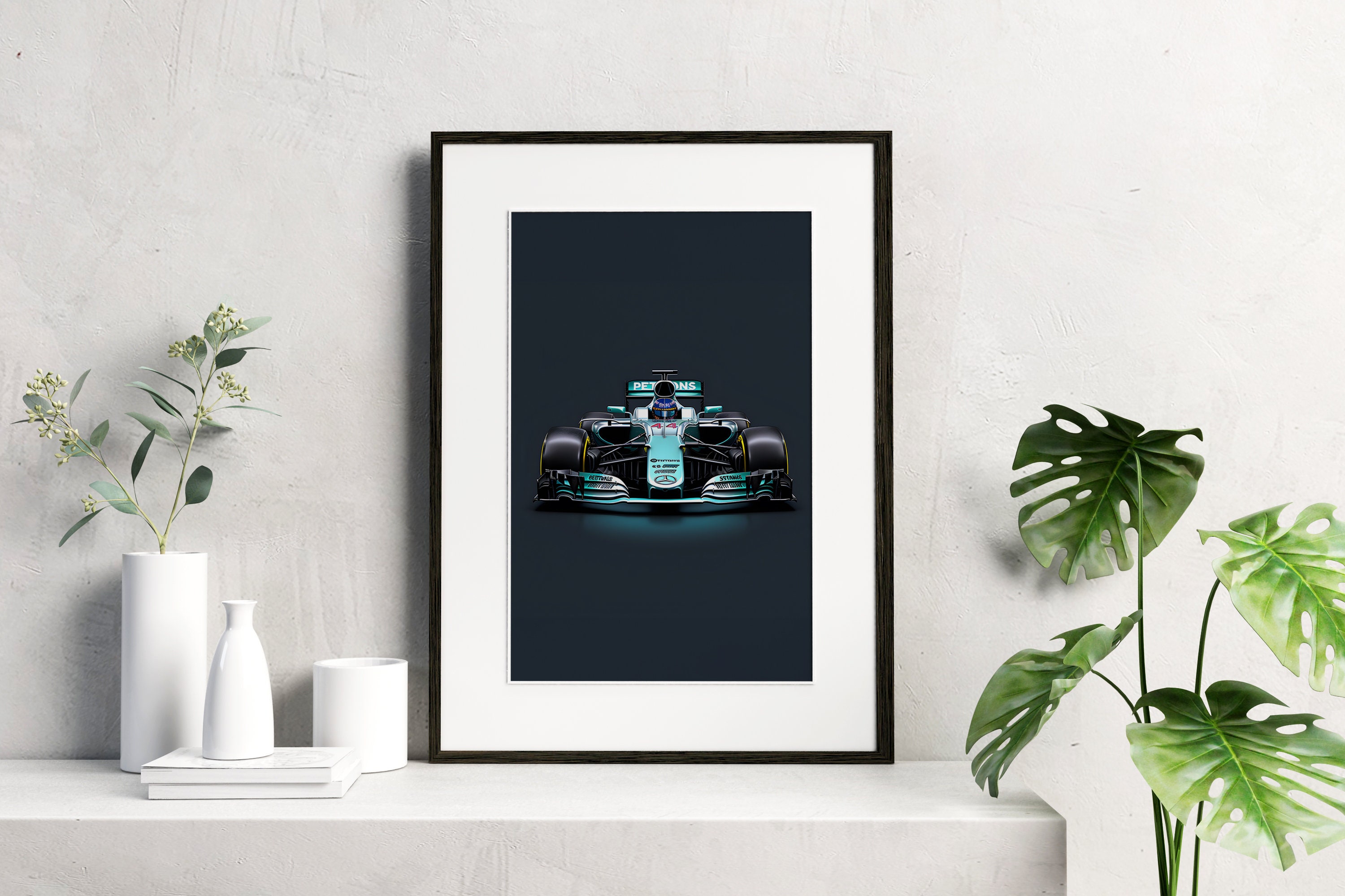 Lewis Hamilton F1 Car Poster Print, Mercedes AMG Petronas, Wall Art ...
