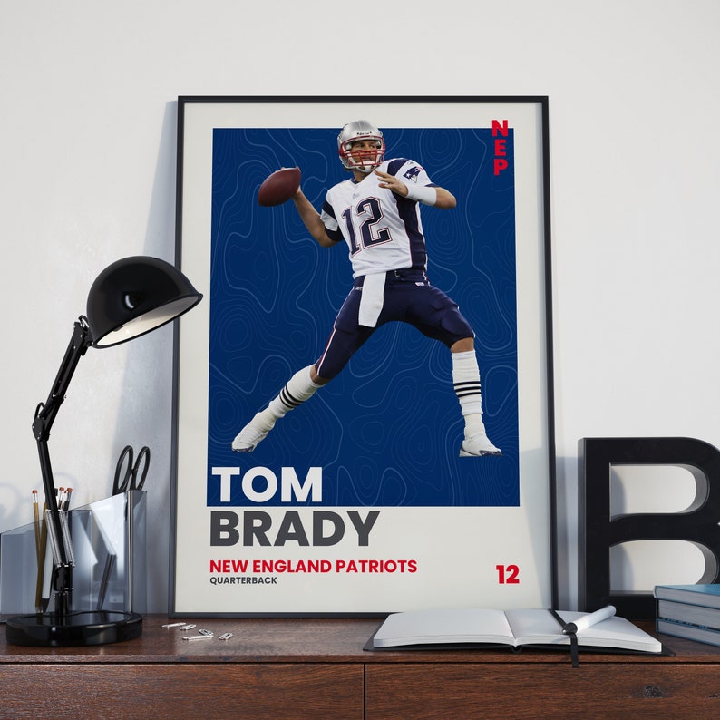Tom Brady Poster, New England Patriots Print, NFL Fans, Minimalist, Mid ...