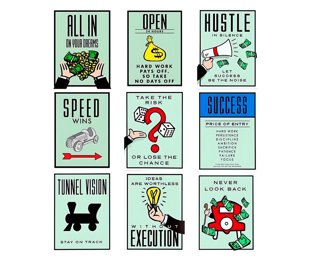 Monopoly Motivational Poster Set of 9, Inspirational Quote Canvas, Alec ...